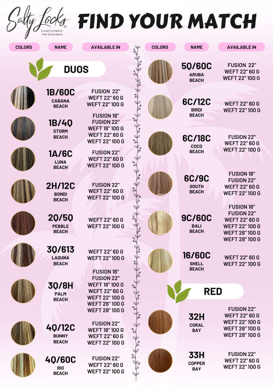 Hair Colors – Salty Locks Premium Hair Extensions